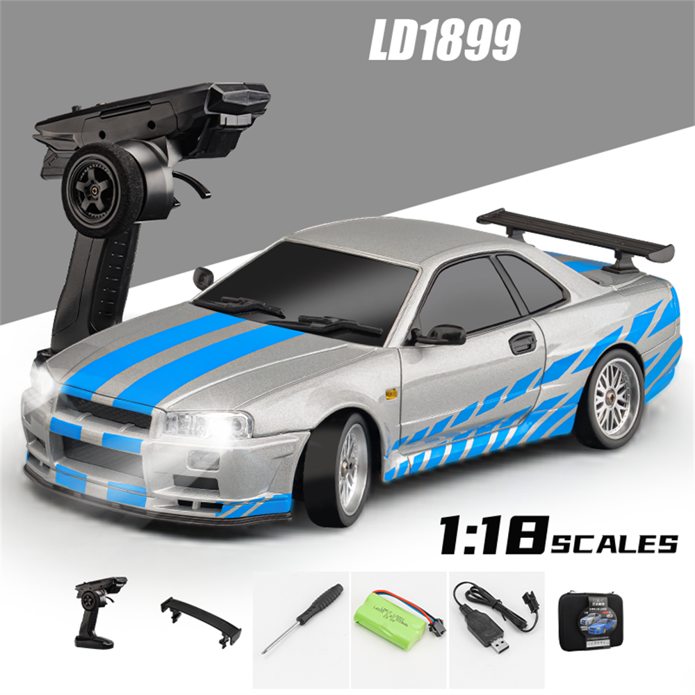 LDRC 1/18 RTR RC Drift Car GTR R34 with Gyro & LED Lights - BestBuyBoxes
