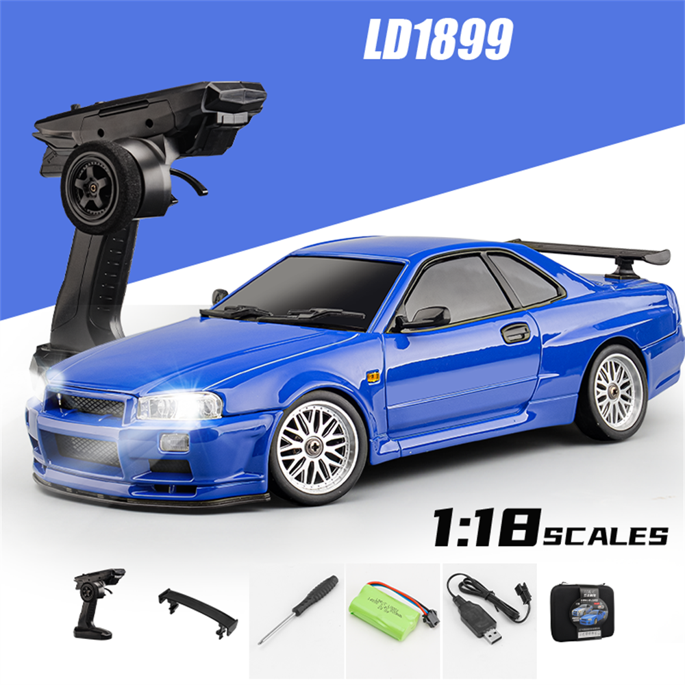 LDRC 1/18 RTR RC Drift Car GTR R34 with Gyro & LED Lights - BestBuyBoxes